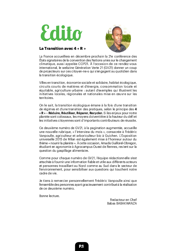 (PDF) Edito Génération Verte 21