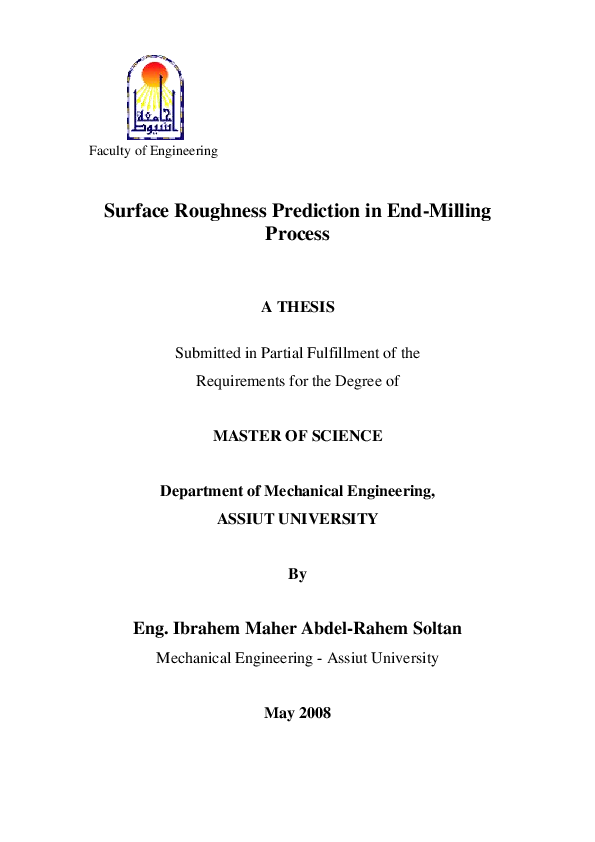 Pdf Surface Roughness Prediction In End Milling Process