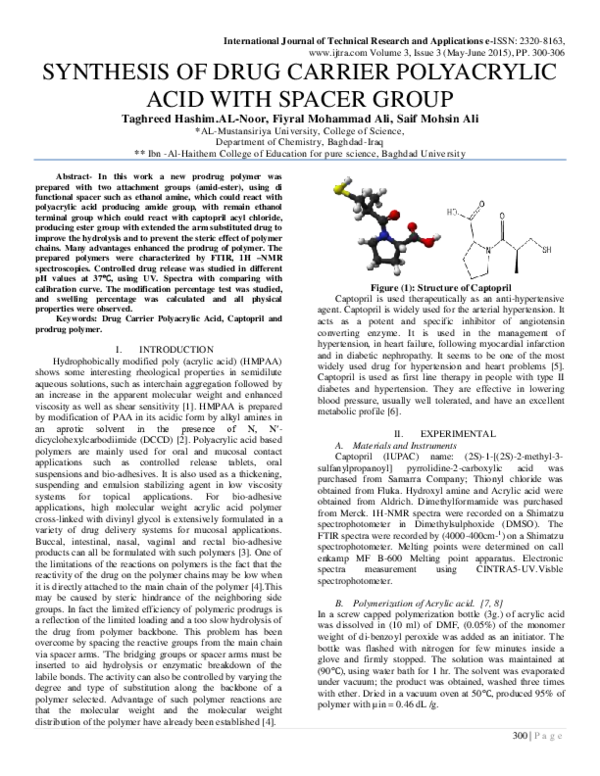 (PDF) SYNTHESIS OF DRUG CARRIER POLYACRYLIC