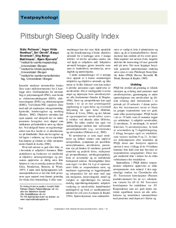 (PDF) Pittsburgh Sleep Quality Index