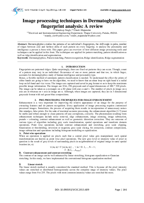 (PDF) Image processing techniques in Dermatoglyphic fingerprint ...
