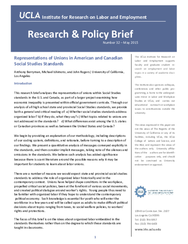 (PDF) Representations of Unions in American and Canadian Social Studies ...