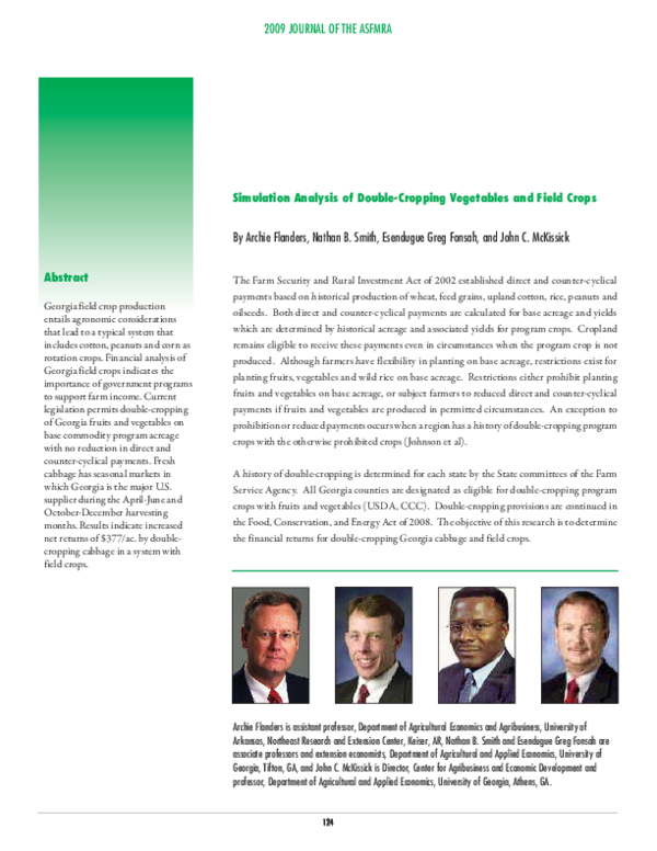 (PDF) Simulation Analysis of Double-Cropping Vegetables and Field Crops