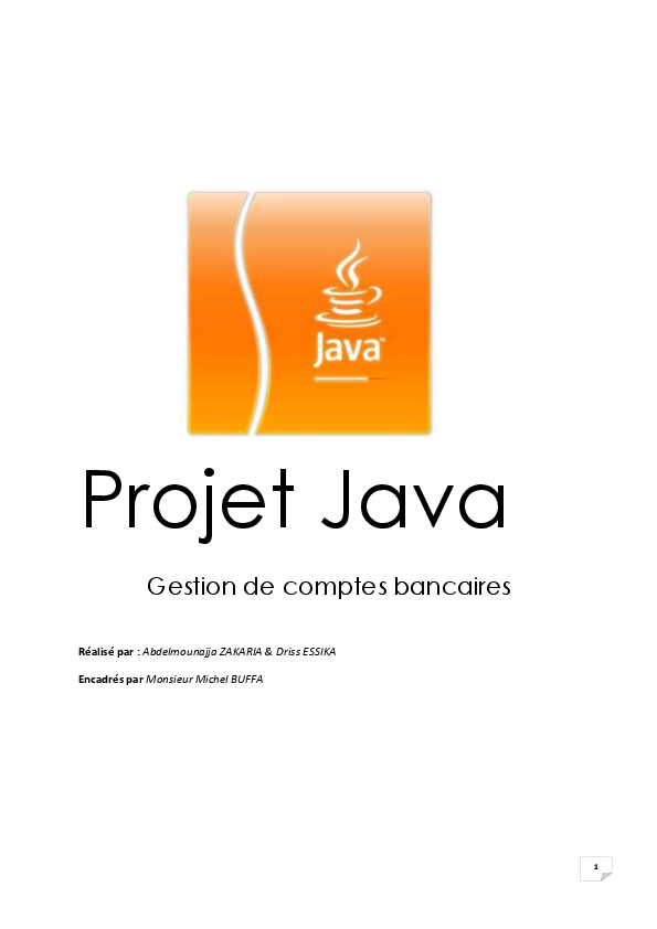 (PDF) Projet Java Gestion de comptes bancaires Réalisé par ...