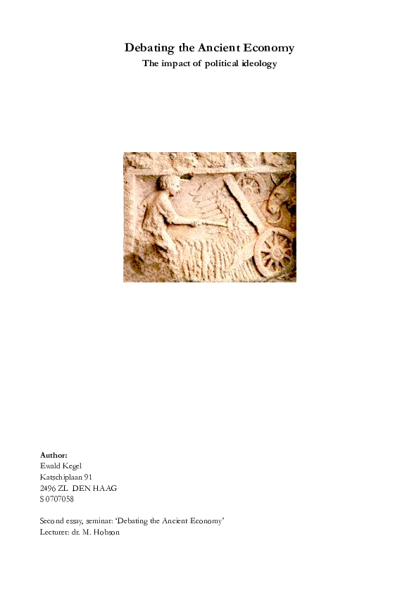 (PDF) Debating the Ancient Economy: The Impact of Political Ideology
