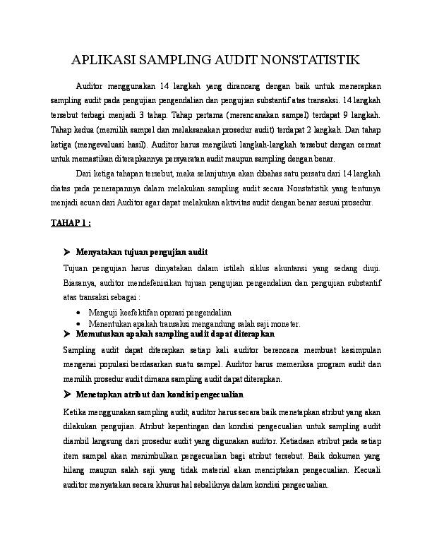 (DOC) APLIKASI SAMPLING AUDIT NONSTATISTIK