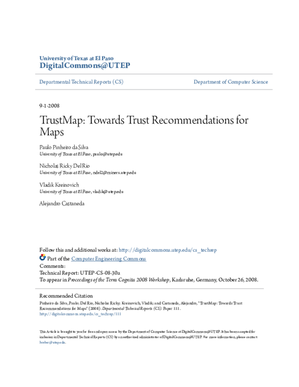 (PDF) TrustMap: Towards Trust Recommendations for Maps
