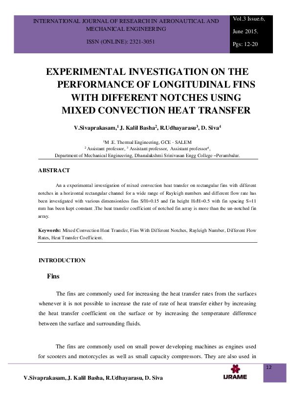 (PDF) EXPERIMENTAL INVESTIGATION ON THE PERFORMANCE OF LONGITUDINAL FINS WITH DIFFERENT NOTCHES ...