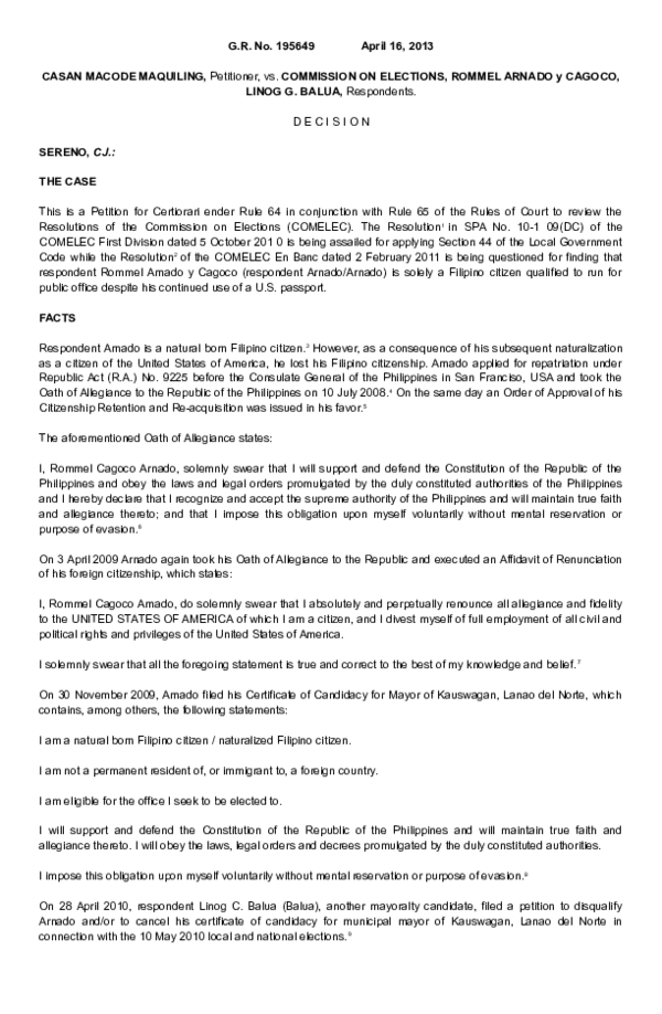 (DOC) This is a Petition for Certiorari ender Rule 64 in conjunction ...