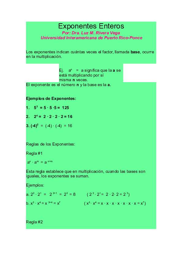 (DOC) Exponentes Enteros