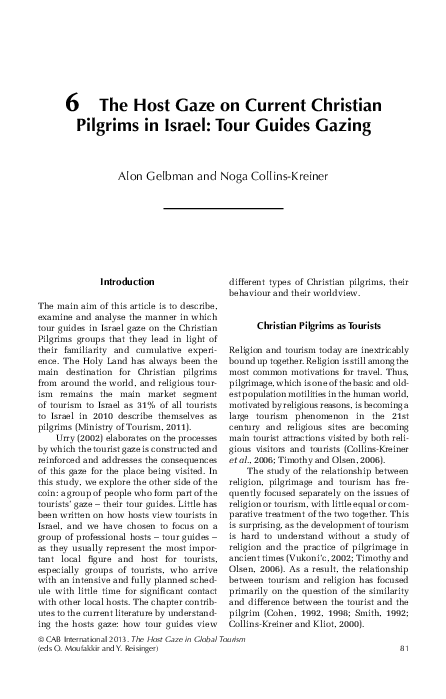 (PDF) The Hosts Gaze on Current Christian Pilgrims in Israel: Tour ...