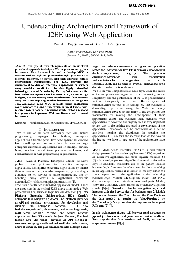 Pdf Understanding Architecture And Framework Of J2ee Using Web 4320