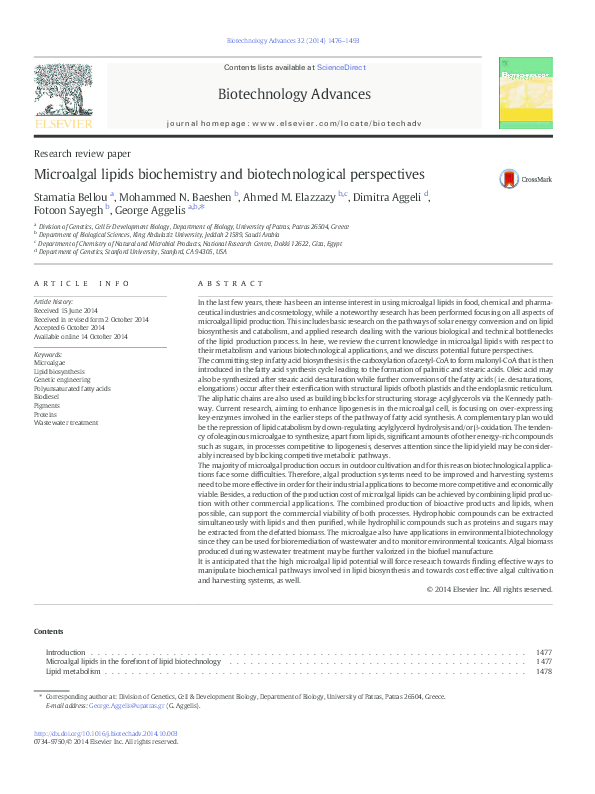 Pdf Microalgal Lipids Biochemistry And Biotechnological Perspectives