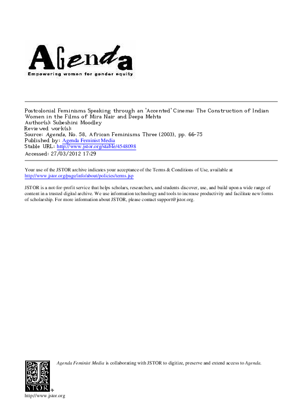 (PDF) African Feminisms Three || Postcolonial Feminisms Speaking ...