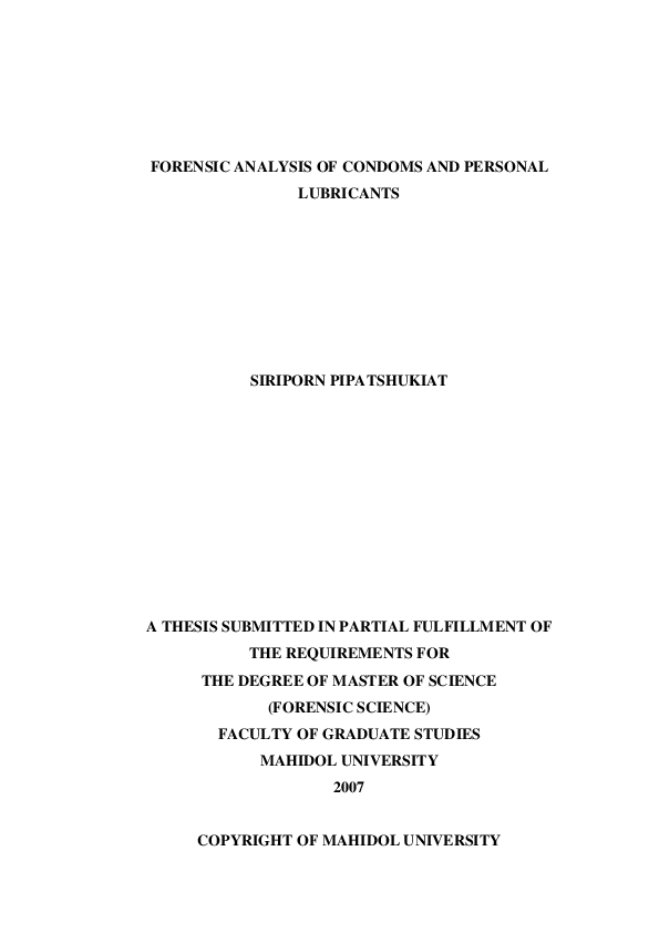 Pdf Forensic Analysis Of Condoms And Personal Lubricants