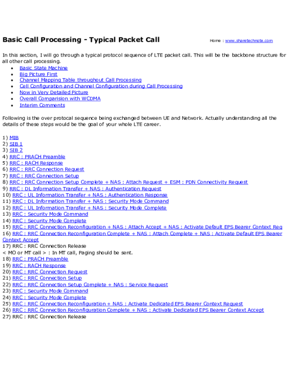 (PDF) Basic Call Processing -Typical Packet Call