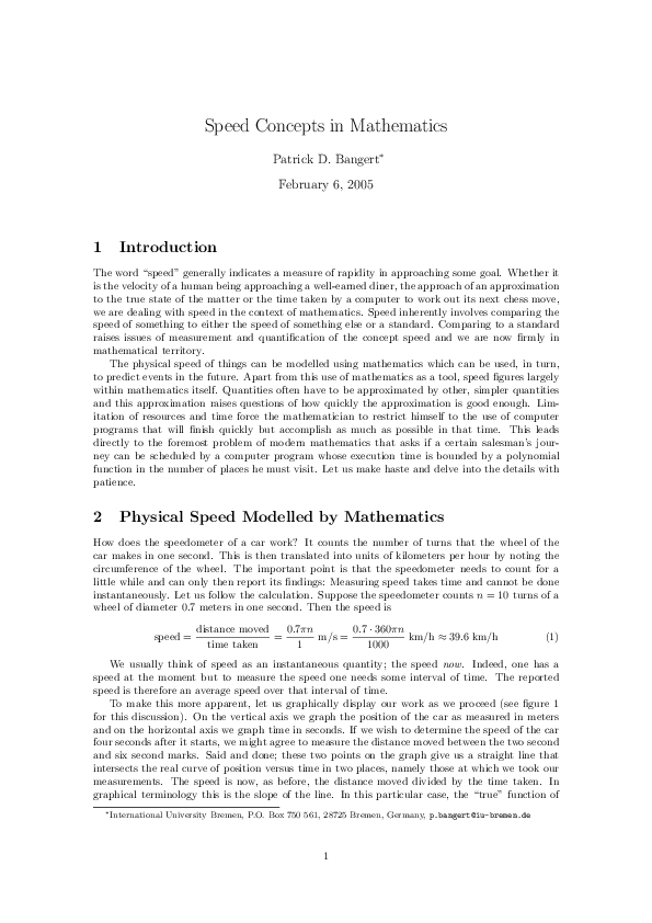 (PDF) Speed Concepts in Mathematics