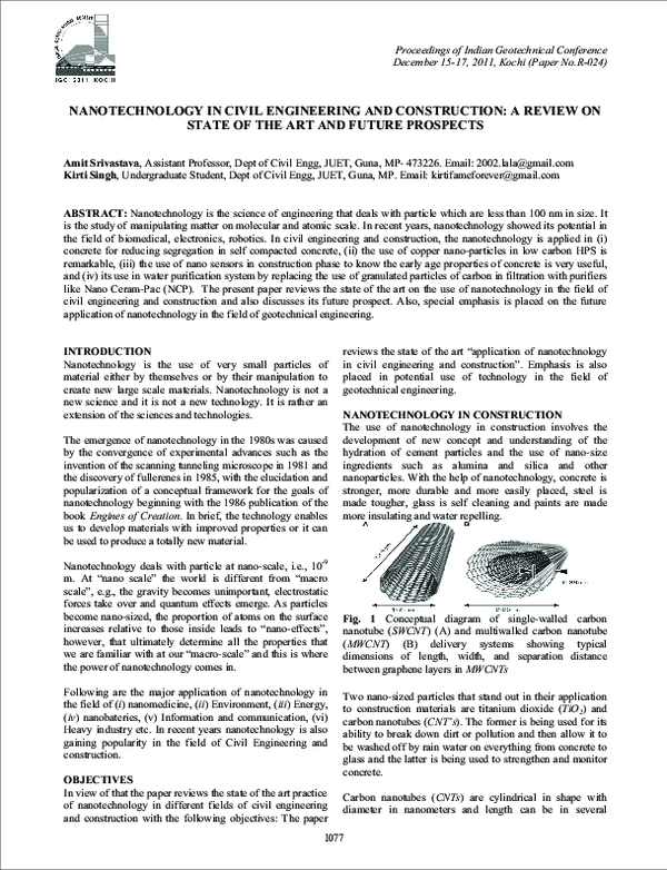 (PDF) NANOTECHNOLOGY IN CIVIL ENGINEERING AND CONSTRUCTION: A REVIEW ON STATE OF THE ART AND ...