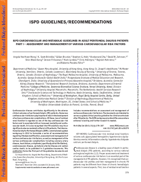 (PDF) ISPD Cardiovascular and Metabolic Guidelines in Adult Peritoneal ...
