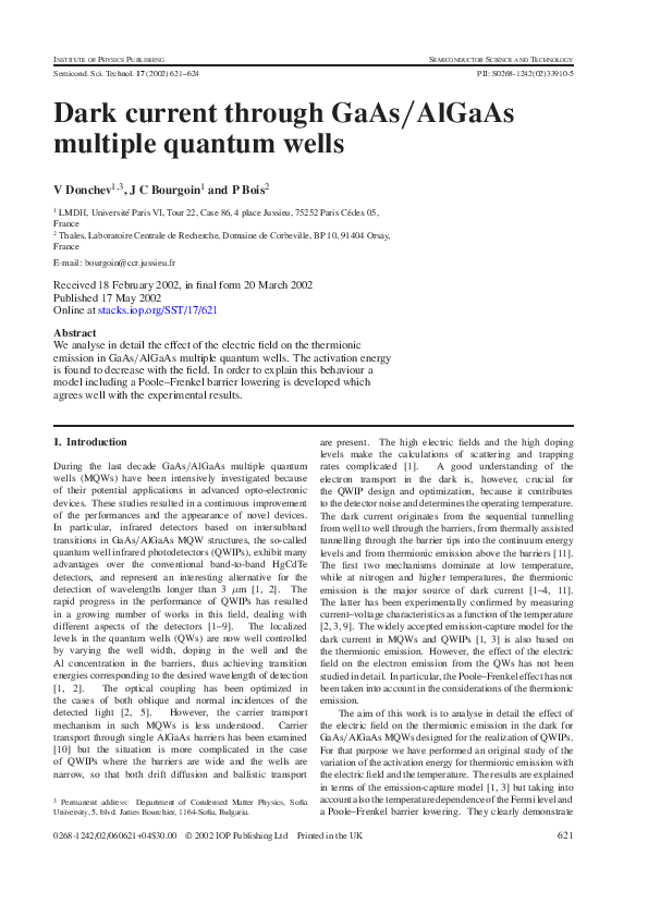 (PDF) Dark current through GaAs/AlGaAs multiple quantum wells
