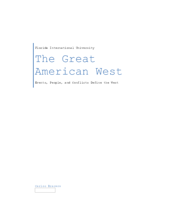 (DOC) The Great American West: Events, People, and Conflicts Define the ...