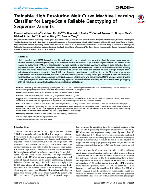 (PDF) Trainable high resolution melt curve machine learning classifier ...