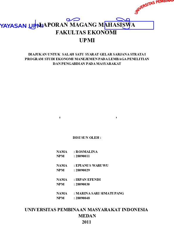 (DOC) Contoh Laporan Magang Mahasiswa