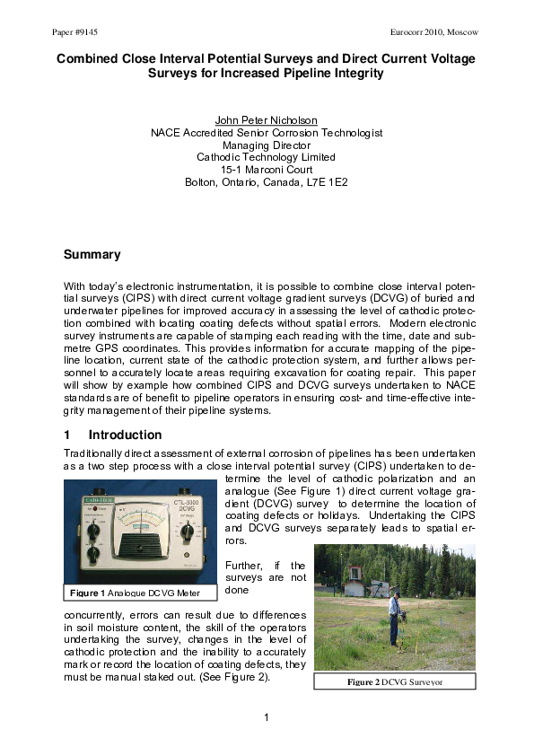 (PDF) Combined Close Interval Potential Surveys and Direct Current ...