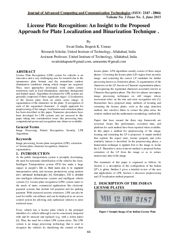 Pdf License Plate Detection Using Harris Corner And Character Segmentation By Integrated