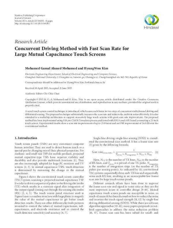 Pdf Concurrent Driving Method With Fast Scan Rate For Large Mutual