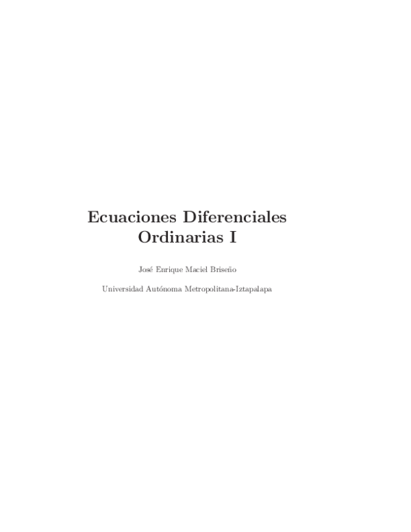 (PDF) Ecuaciones Diferenciales Ordinarias I