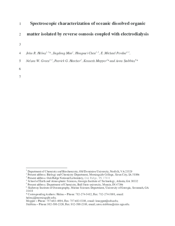 (PDF) Spectroscopic characterization of oceanic dissolved organic matter isolated by reverse ...