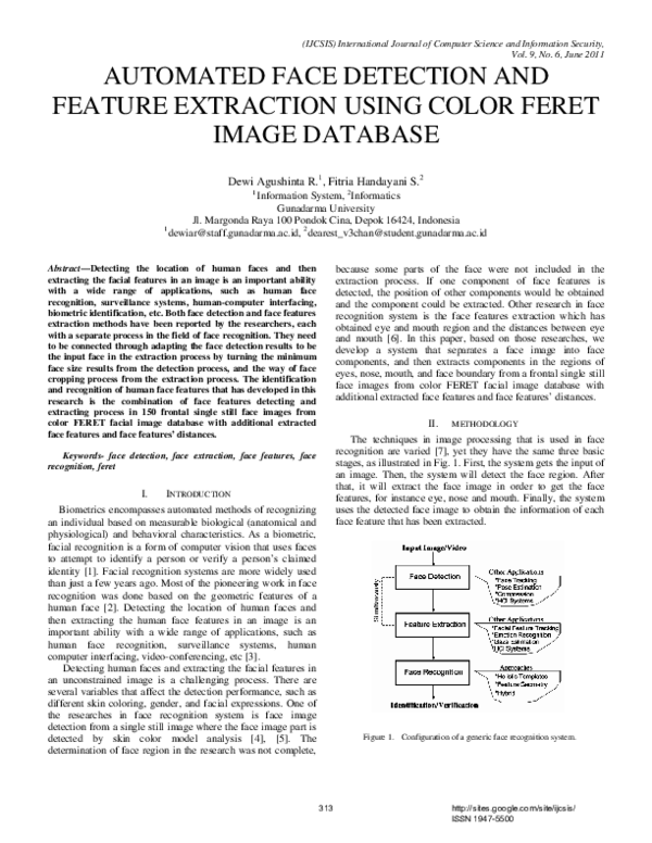 Pdf Automated Face Detection And Feature Extraction Using Color Feret Image Database