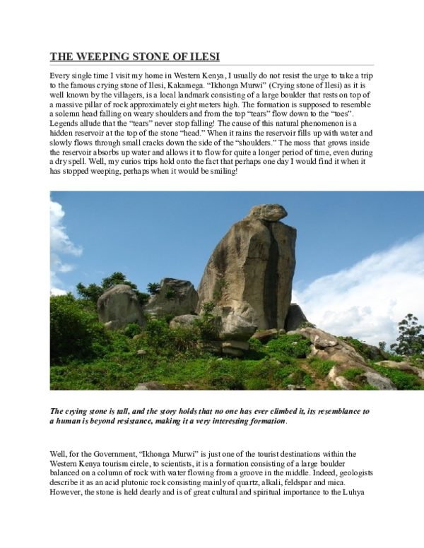 (DOC) THE WEEPING STONE OF ILESI- WESTERN KENYA