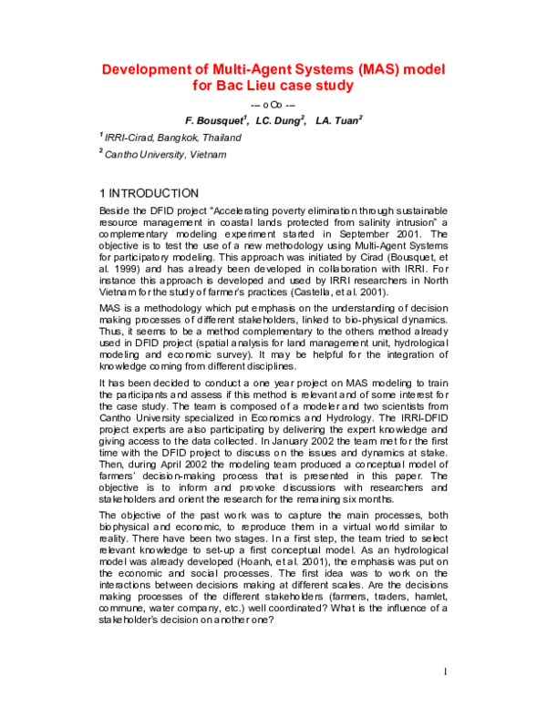 (PDF) Development of Multi-Agent Systems (MAS) model for Bac Lieu case ...