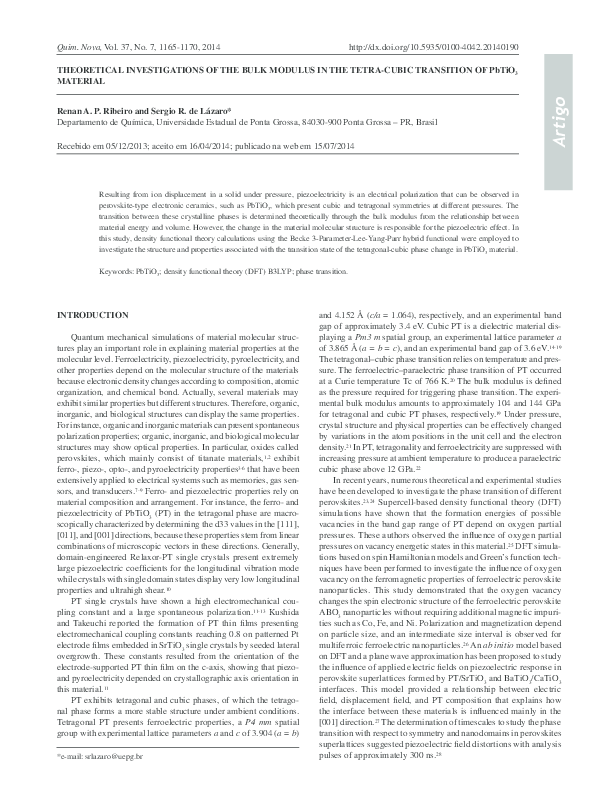(PDF) THEORETICAL INVESTIGATIONS OF THE BULK MODULUS IN THE TETRA-CUBIC ...
