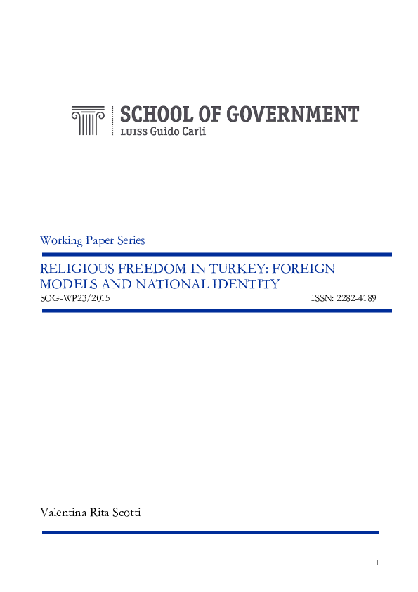 (PDF) Religious Freedom in Turkey: Foreign Models And National Identity,