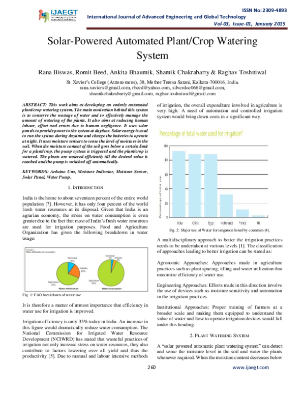 (PDF) Solar-Powered Automated Plant/Crop Watering System
