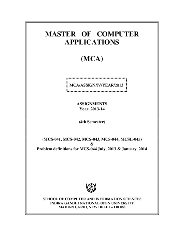 (PDF) MASTER OF COMPUTER APPLICATIONS