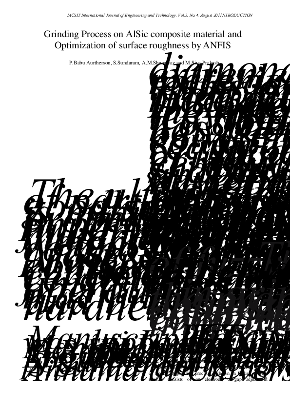 (PDF) Grinding Process on AlSic composite material and Optimization of ...