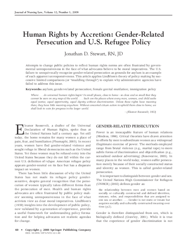 (PDF) Human Rights by Accretion: Gender-Related Persecution and U.S ...