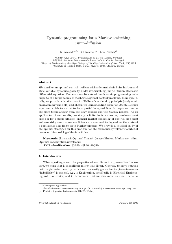 Pdf Dynamic Programming For A Markovswitching Jump Diffusion
