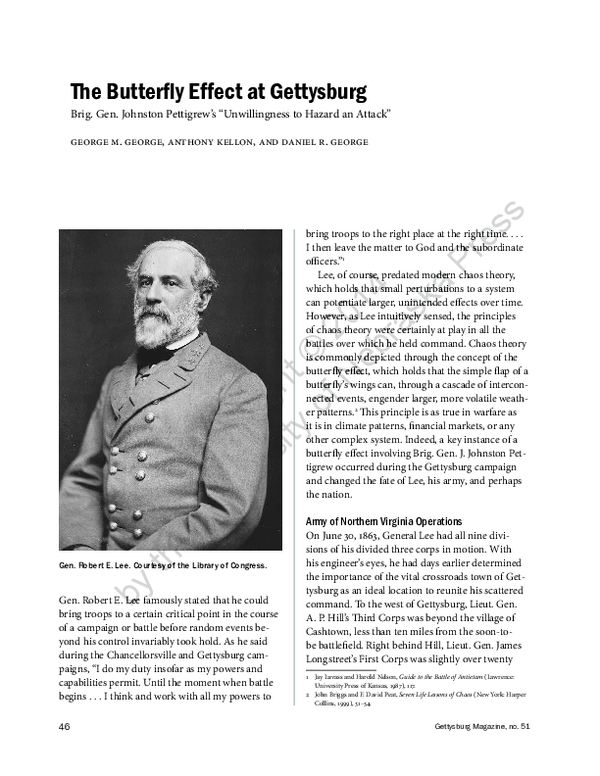 (PDF) The Butterfly Effect at Gettysburg: Brig. Gen. Johnston Pettigrew ...