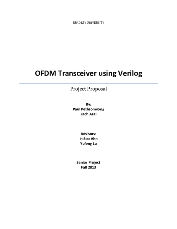 Pdf Ofdm Transceiver Using Verilog Project Proposal Senior Project Fall 2013 