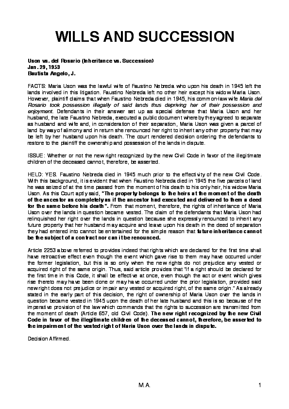 (PDF) WILLS AND SUCCESSION