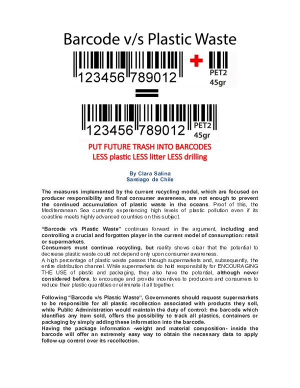 (PDF) Barcode v/s Plastic Waste: put future trash into barcodes