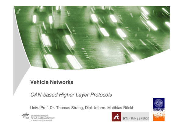 Pdf Vehicle Networks Can Based Higher Layer Protocols