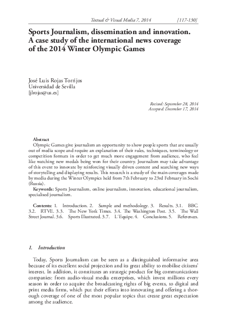 (PDF) Sports Journalism, dissemination and innovation. A case study of ...