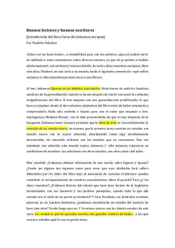(PDF) Buenos lectores y buenos escritores Nabokov