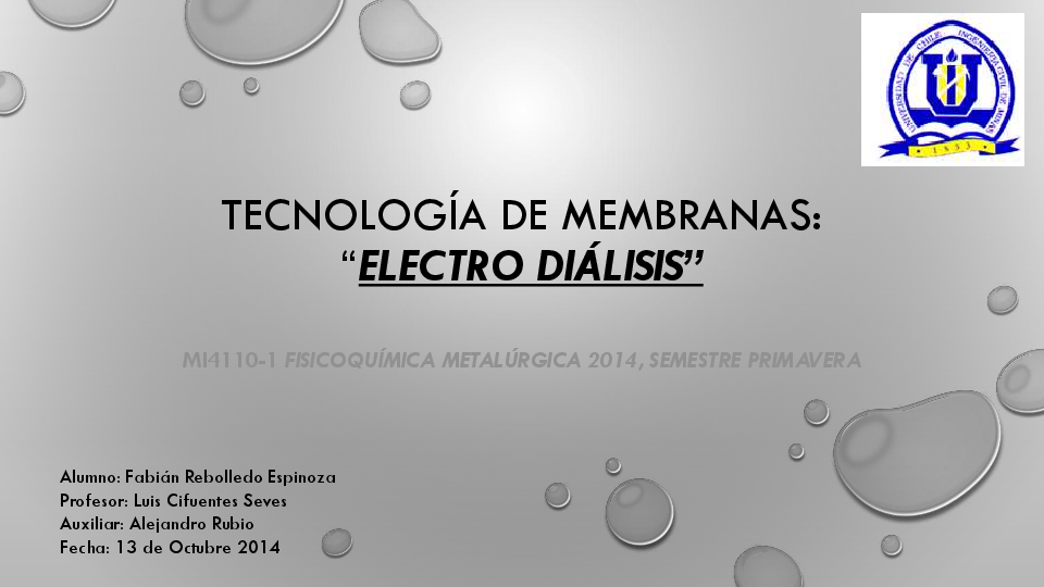 (PDF) Tecnología de membranas: “Electrodiálisis”